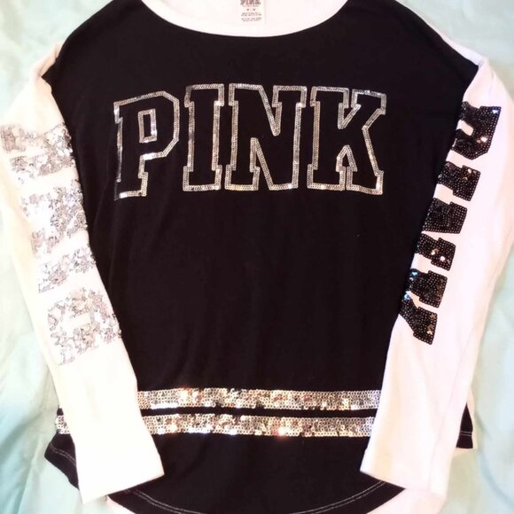 PINK Victoria's Secret | Tops | Pink Victoria Secret Sequin Long Sleeve ...